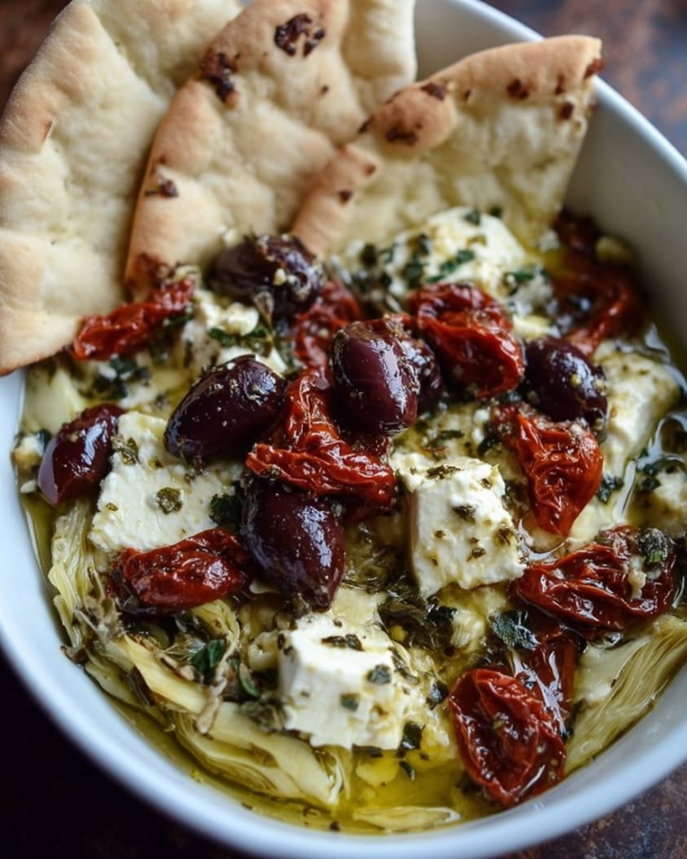 Mediterranean Baked Feta with Tomatoes and Olives for an Easy Appetizer