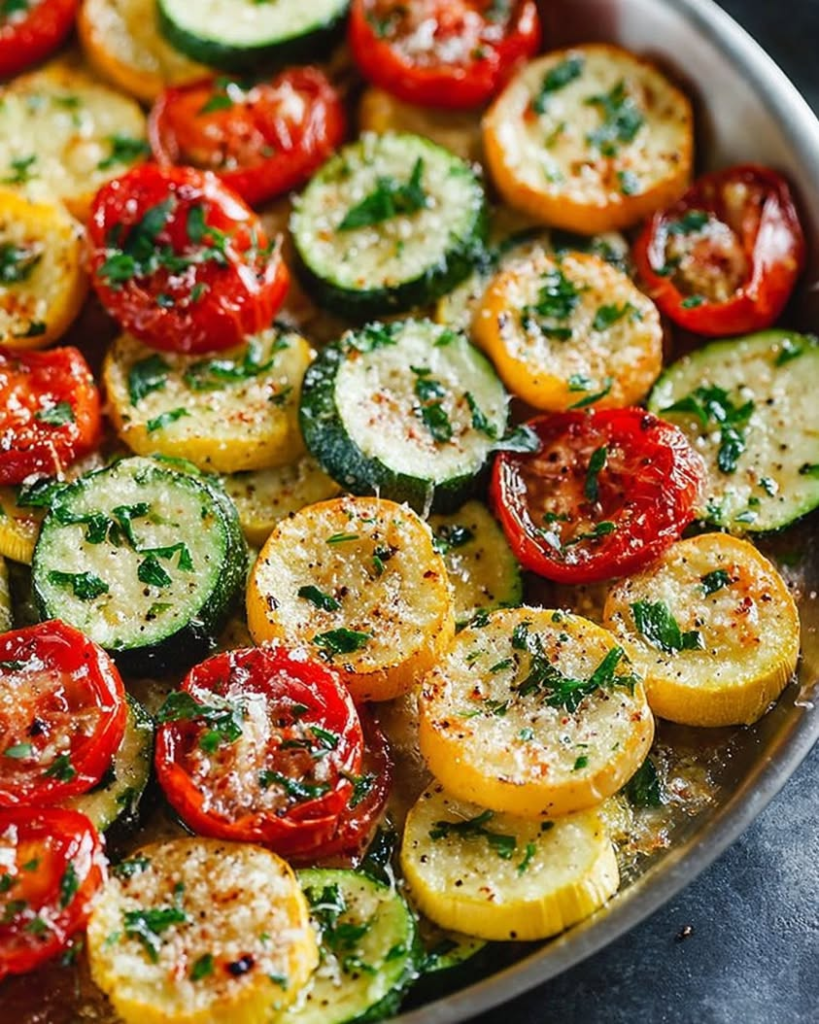 Delicious Oven-Roasted Zucchini Squash and Tomatoes with Parmesan