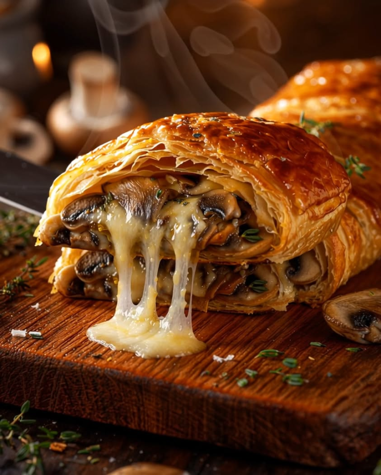 Elegant Truffle Mushroom & Brie Puff Pastry Roll Recipe