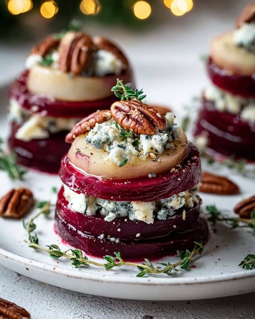 Roasted Beet and Blue Cheese Stacks with Balsamic Glaze