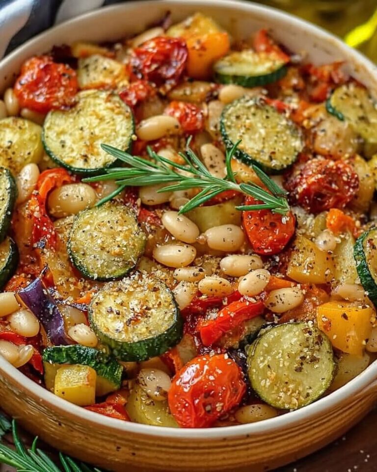 Rustic Roasted Vegetable and Cannellini Bean Bake Recipe