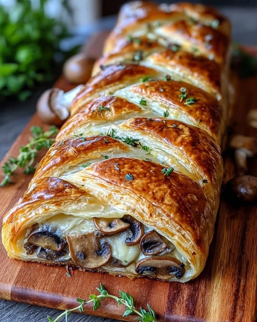 Savory Mushroom and Gruyère Puff Pastry Braid Recipe