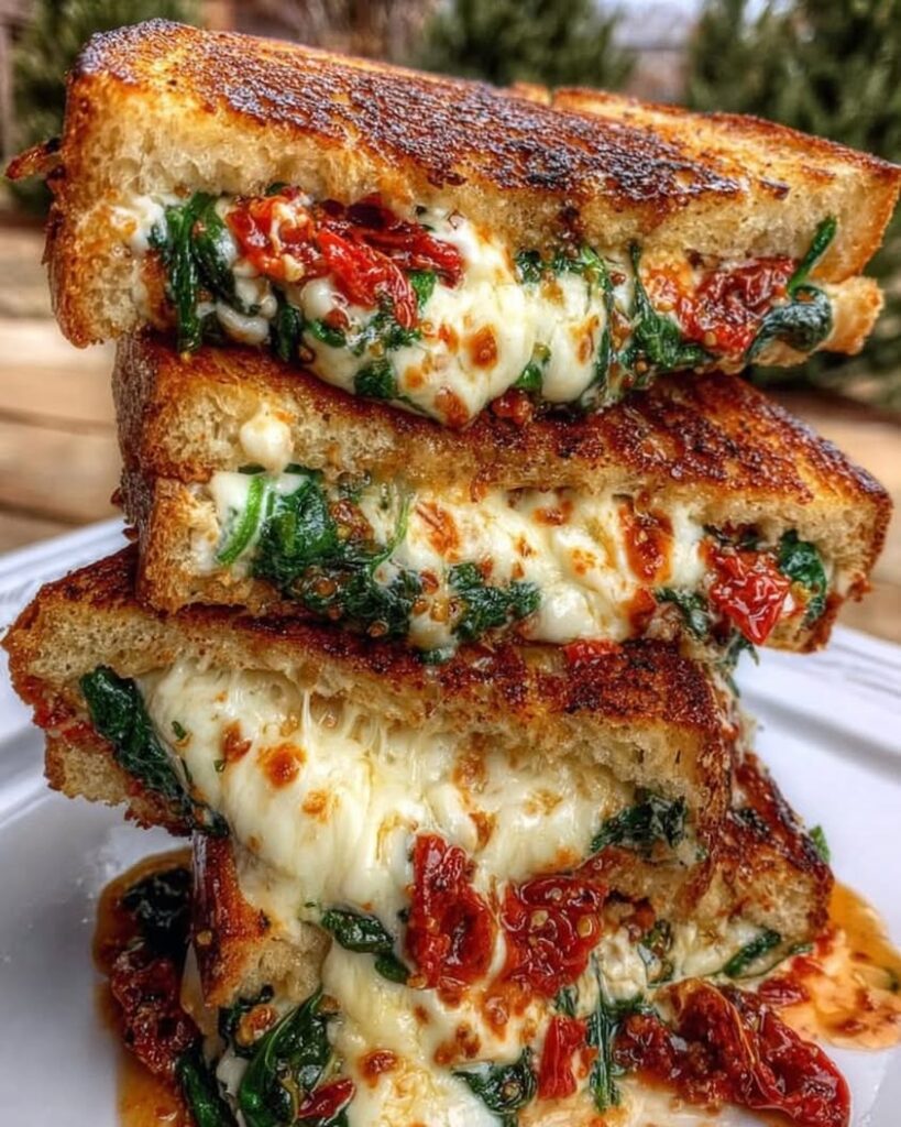 Sun-Dried Tomato and Ricotta Grilled Cheese with Spinach
