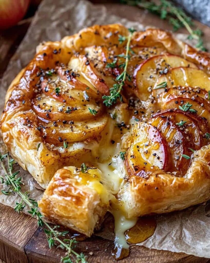 Golden Baked Brie with Caramelized Apples and Thyme Recipe