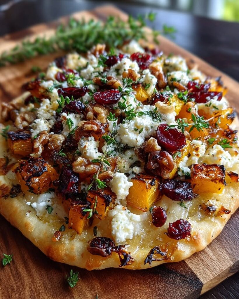 Cranberry Walnut Brie Flatbread with Roasted Squash Recipe