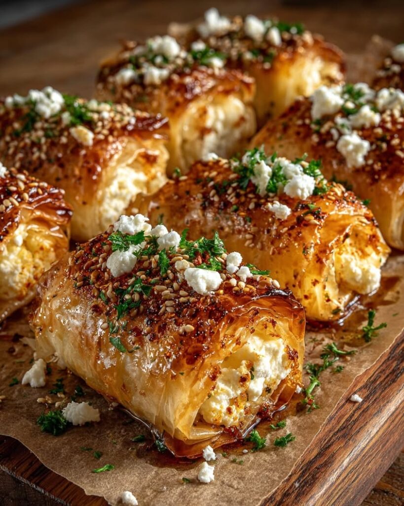 Crispy Feta Rolls with Spicy Honey Drizzle Recipe