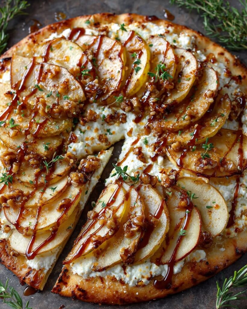 Crispy Flatbread with Ricotta, Roasted Apples, and Hot Honey