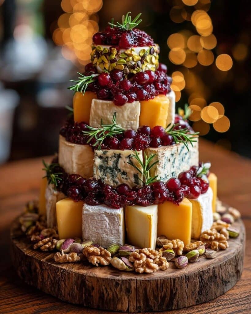 How to Make a Festive Holiday Cheese Tree with Cranberry Garland