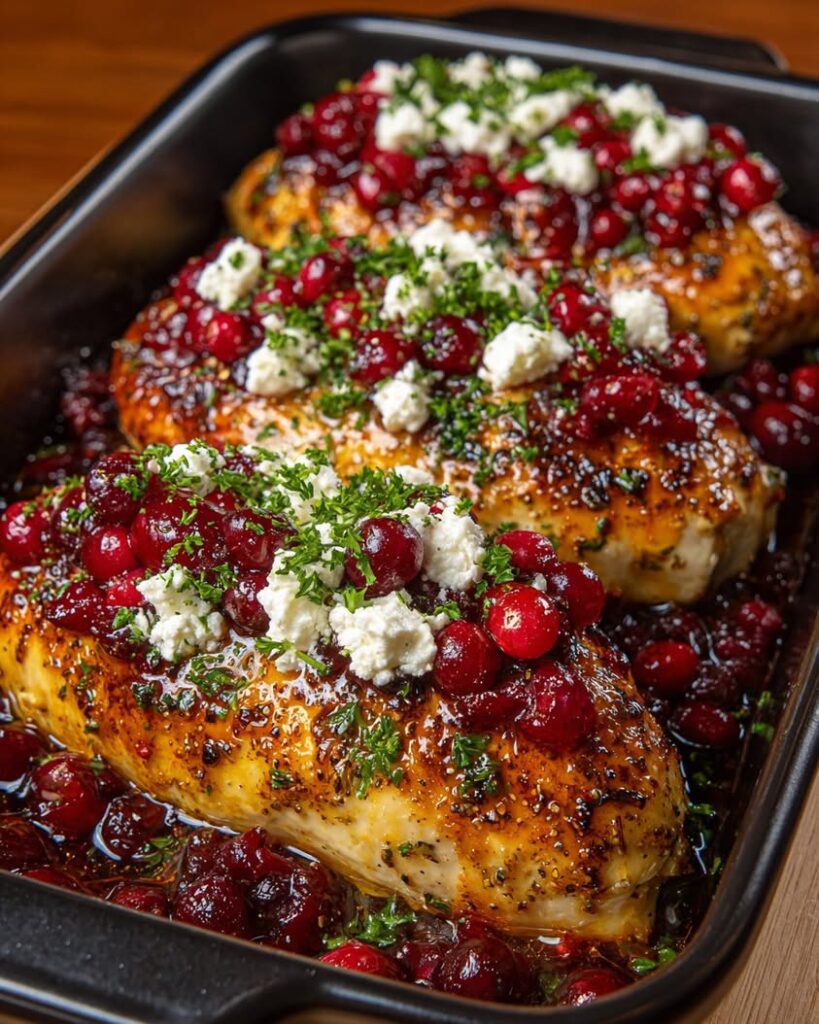 Honey Cranberry Chicken Bake with Feta Cheese Recipe