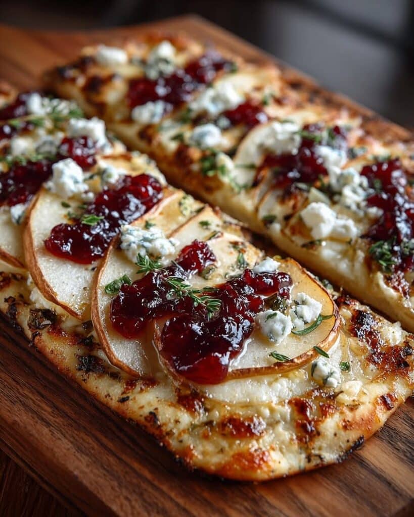 Pear, Apple, and Brie Flatbread with Cranberry and Feta