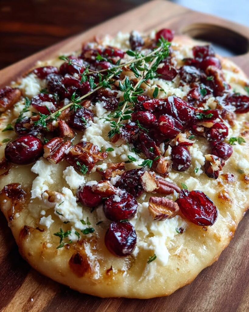 Roasted Cranberry Cinnamon Goat Cheese Flatbread Recipe
