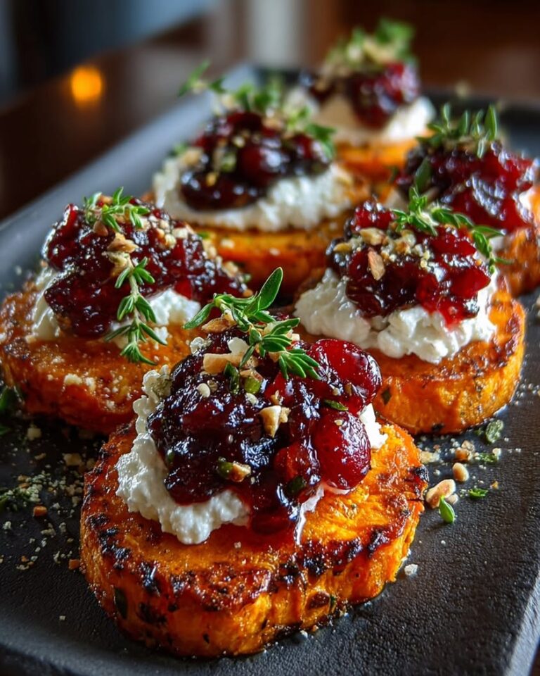 Sweet Potato Rounds with Cranberry Chutney and Whipped Ricotta