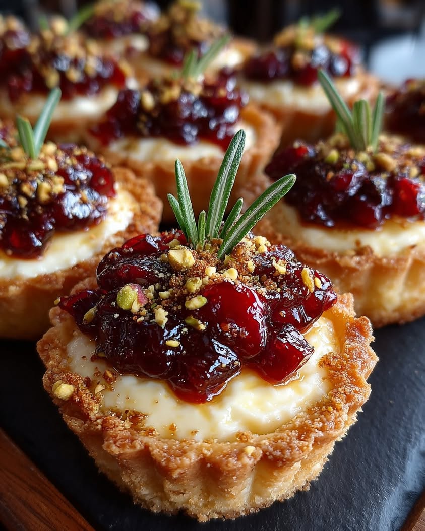 Cranberry Brie Mini Tarts with Pistachio Crunch Recipe