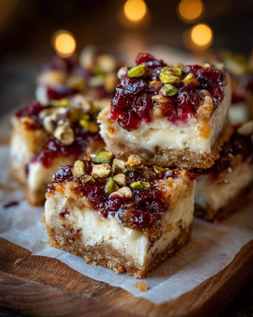 Festive Cranberry Pistachio Brie Bars with Maple Cookie Crust Recipe