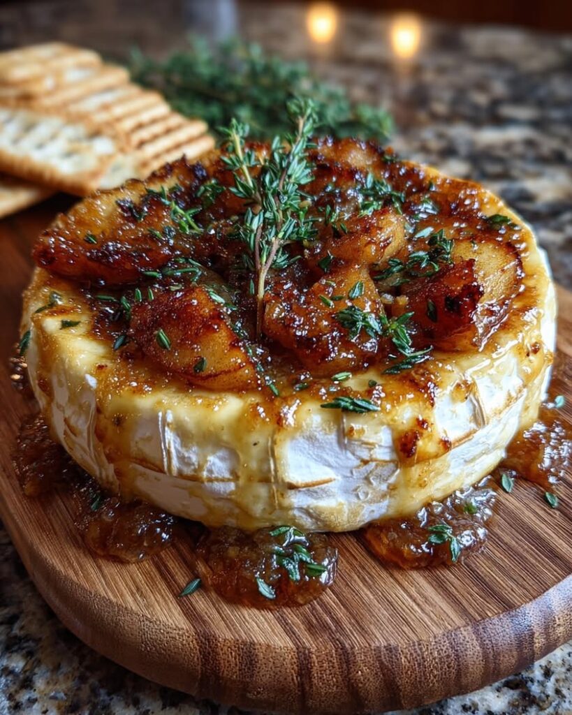 Golden Baked Brie with Caramelized Apples and Thyme Recipe