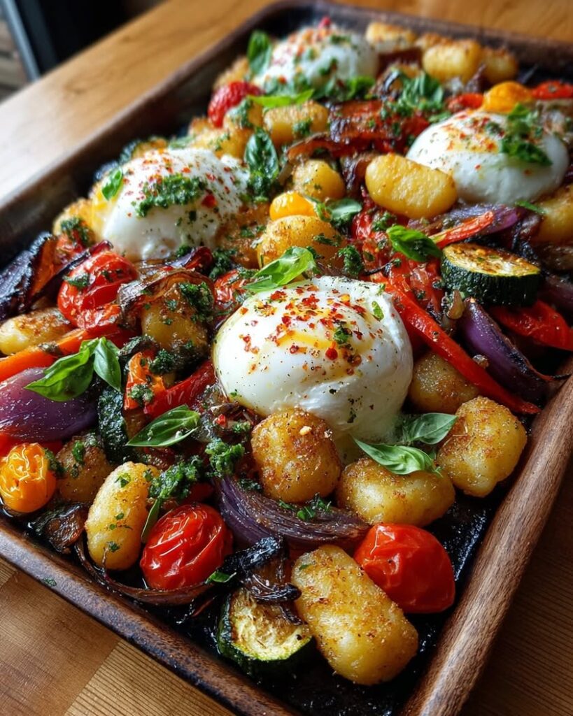 Golden Sheet-Pan Gnocchi with Burrata and Chili Honey Recipe