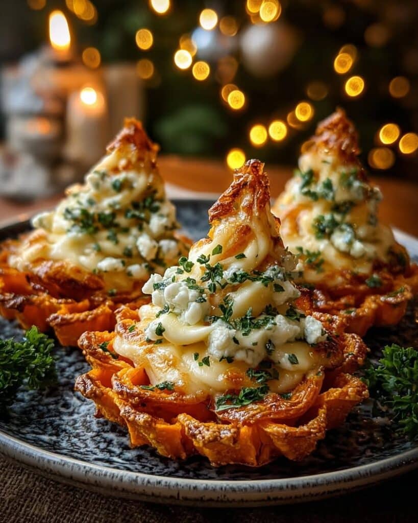 Sweet Potato and Brie Christmas Tree Appetizers for Holiday Parties