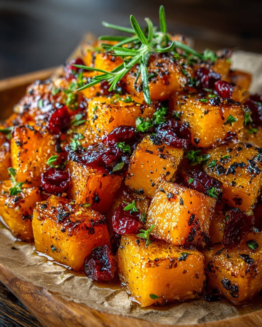 Caramelized Butternut Squash with Cranberry-Balsamic Glaze Recipe