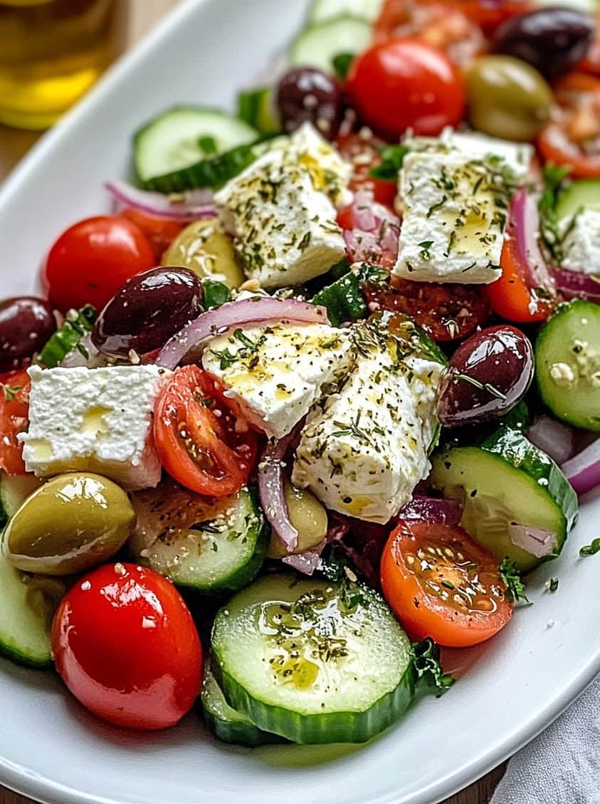 Authentic Horiatiki Salad Recipe with Tomatoes, Feta, and Kalamata Olives