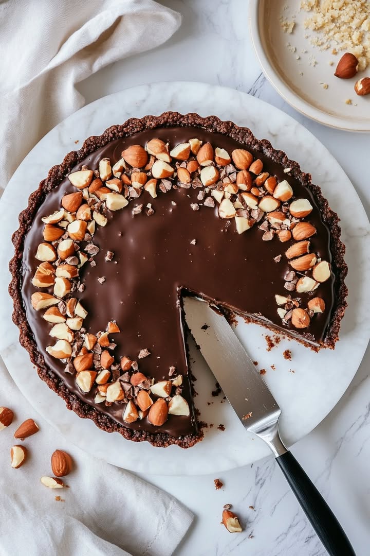 Decadent Chocolate Hazelnut Caramel Tart