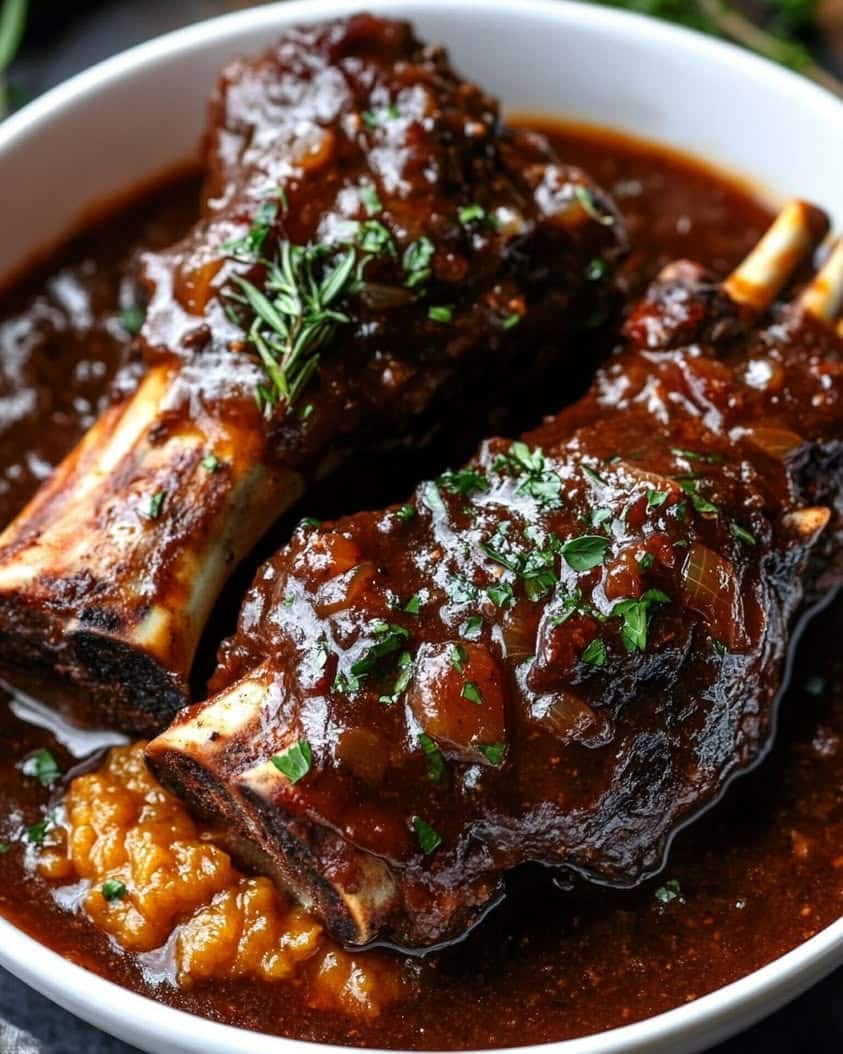 Fall-Apart Red Wine Lamb Shanks with Pumpkin Purée & Sage Crumbs