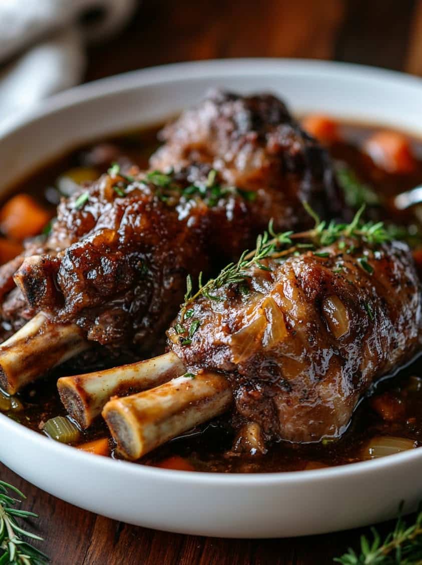 Fall-Apart Lamb Shanks in Rich Red Wine Gravy: A Slow Cooker Triumph