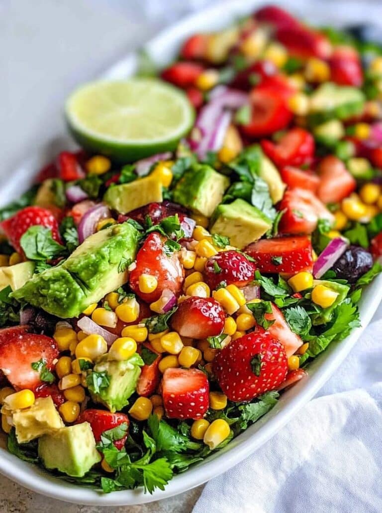 Fresh Strawberry Avocado Corn Salad with Zesty Lime Dressing Recipe