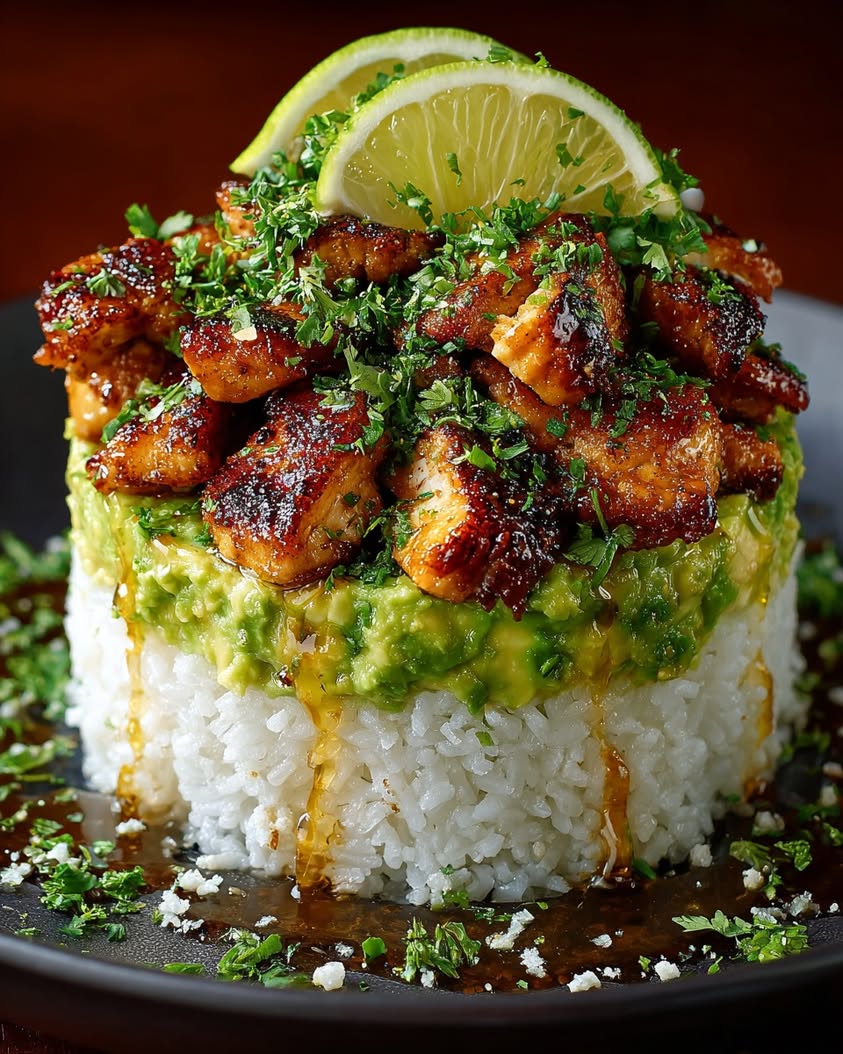 Honey Lime Chicken and Avocado Rice Stack: A Fresh Summer Dinner