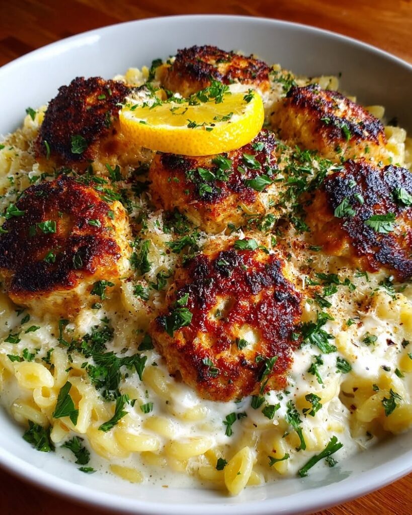 Lemon Chicken Ricotta Meatballs with Garlic Pastina Recipe