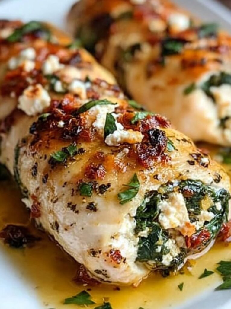 Mediterranean Stuffed Chicken with Spinach, Feta, and Sun-Dried Tomatoes