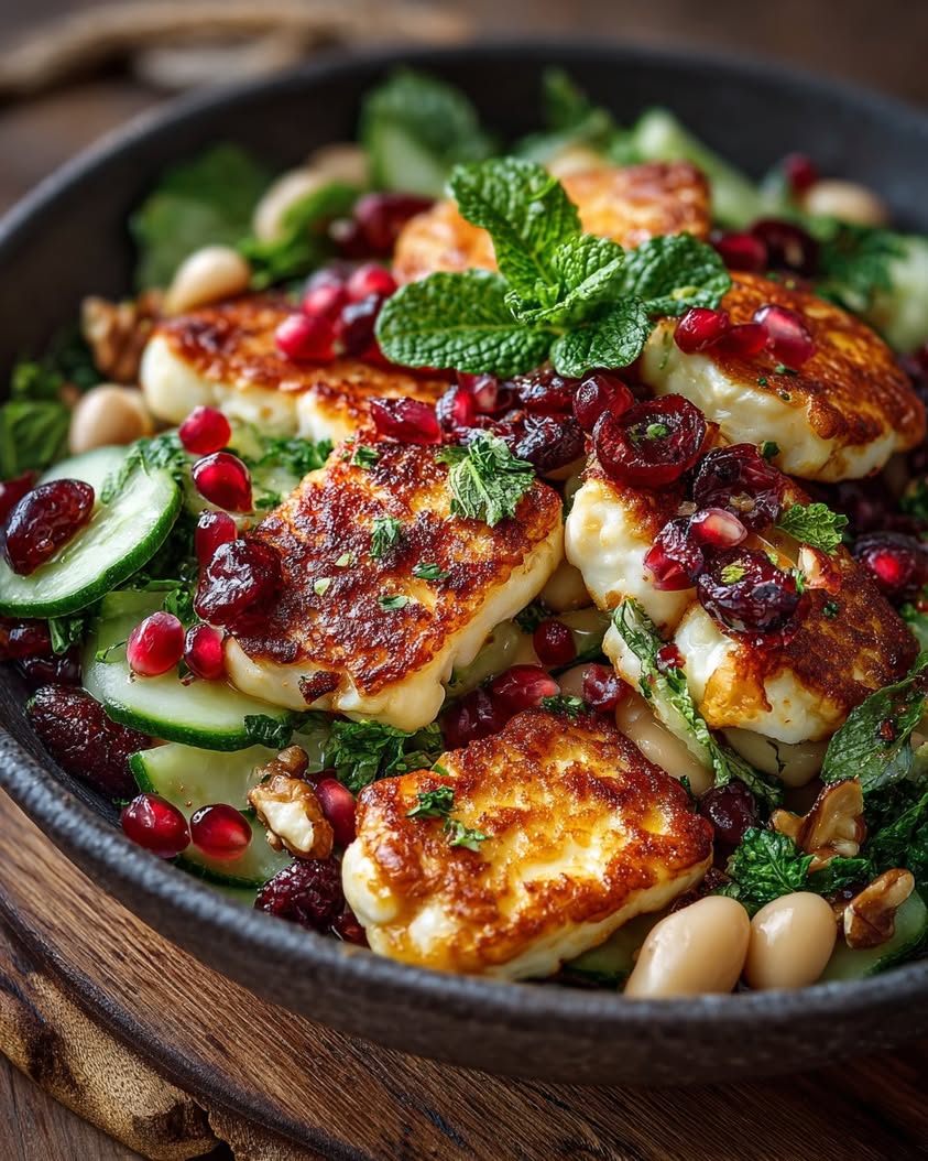 Halloumi and Cranberry Butter Bean Salad Recipe